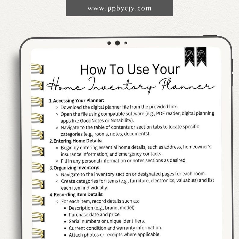 Home Inventory Digital Planner Instant Digital Download Interactive ...