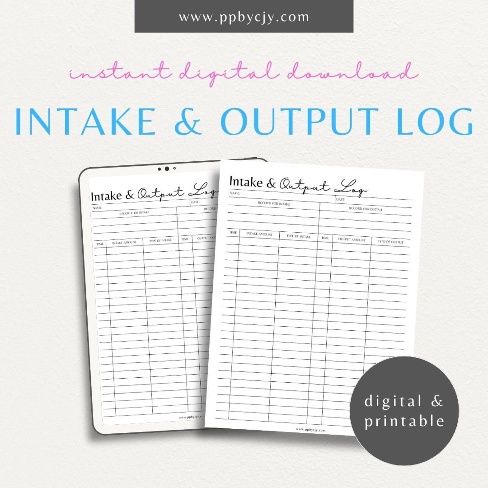 Intake and Output Log Printable | Healthcare Fluid Balance Tracker ...