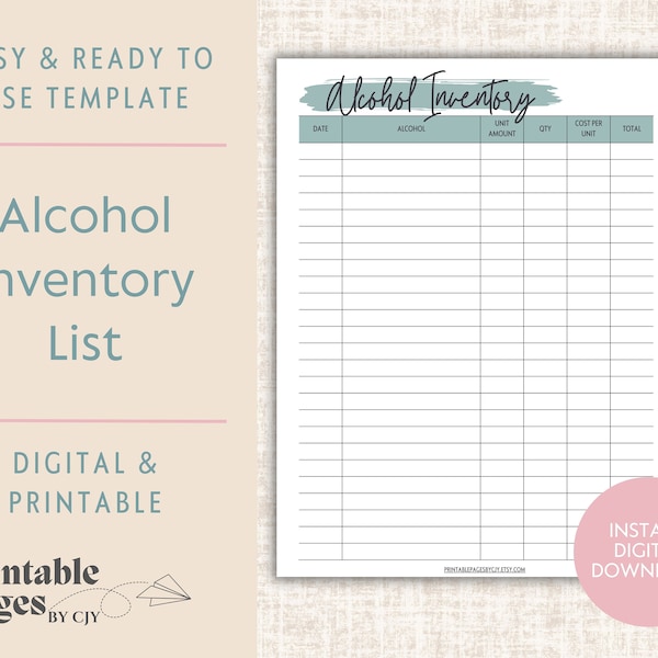 Liquor Inventory Sheet - Etsy