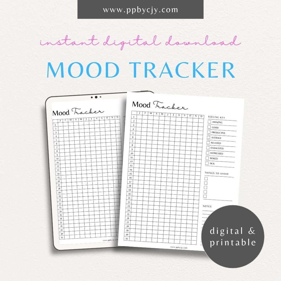 Mood Emotion Tracker Mental Health Symptom Monitoring Log Daily ...