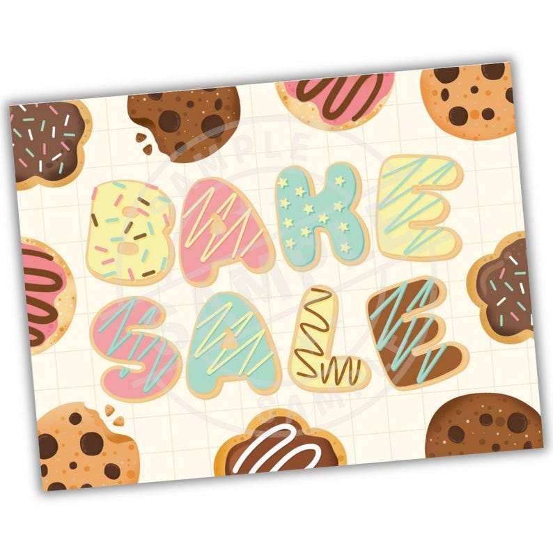 Bake Sale Sign Printable PDF | Pastel Colorful Cookie Design ...