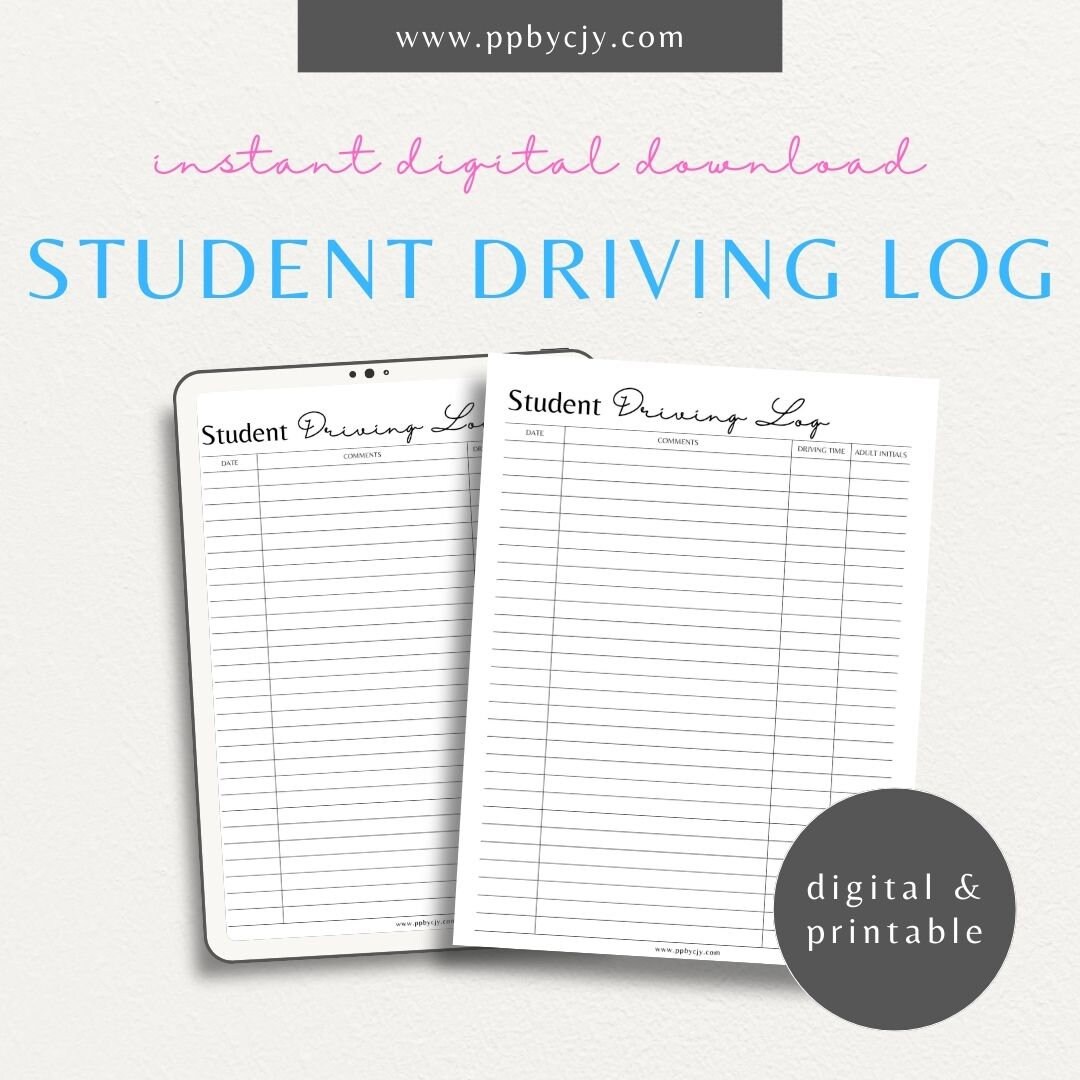 Student Driving Log | Teen Driver Training Supervision Record | New ...