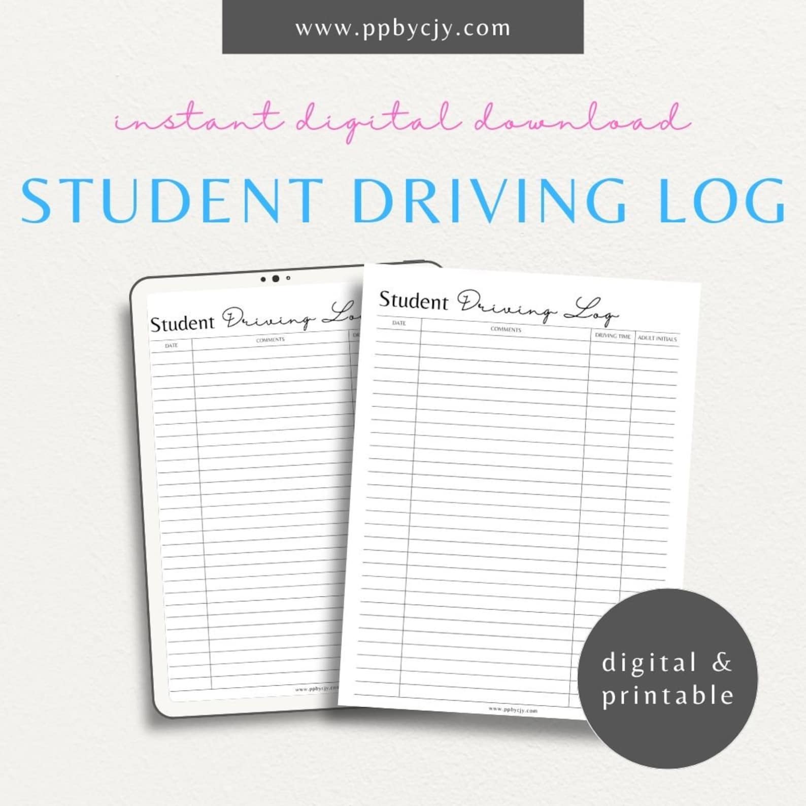 Student Driving Log | Teen Driver Training Supervision Record | New ...