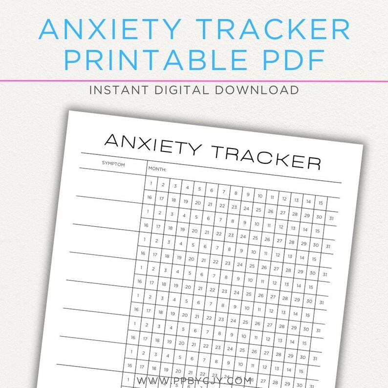 Anxiety Symptom Tracker | Mental Health Log | Mood & Stress Journal ...
