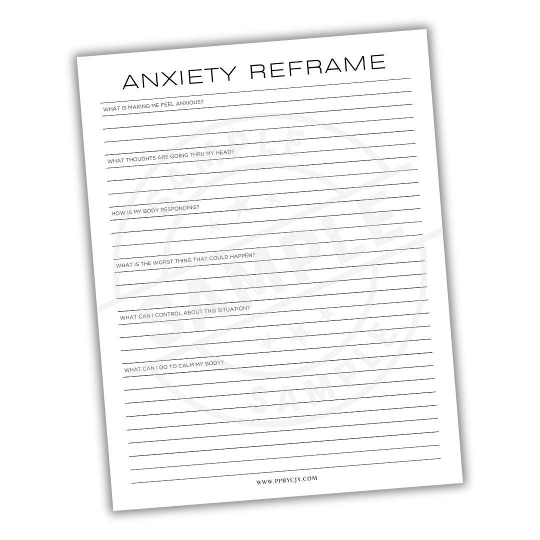Anxiety Reframe Sheet Printable Template | Manage Stress, Thoughts ...
