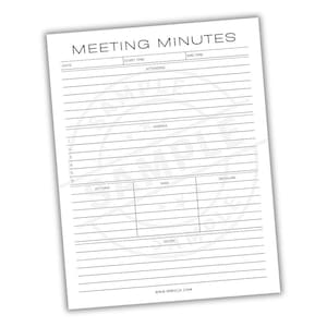 Meeting Minutes Printable Template | Digital Download | Professional ...
