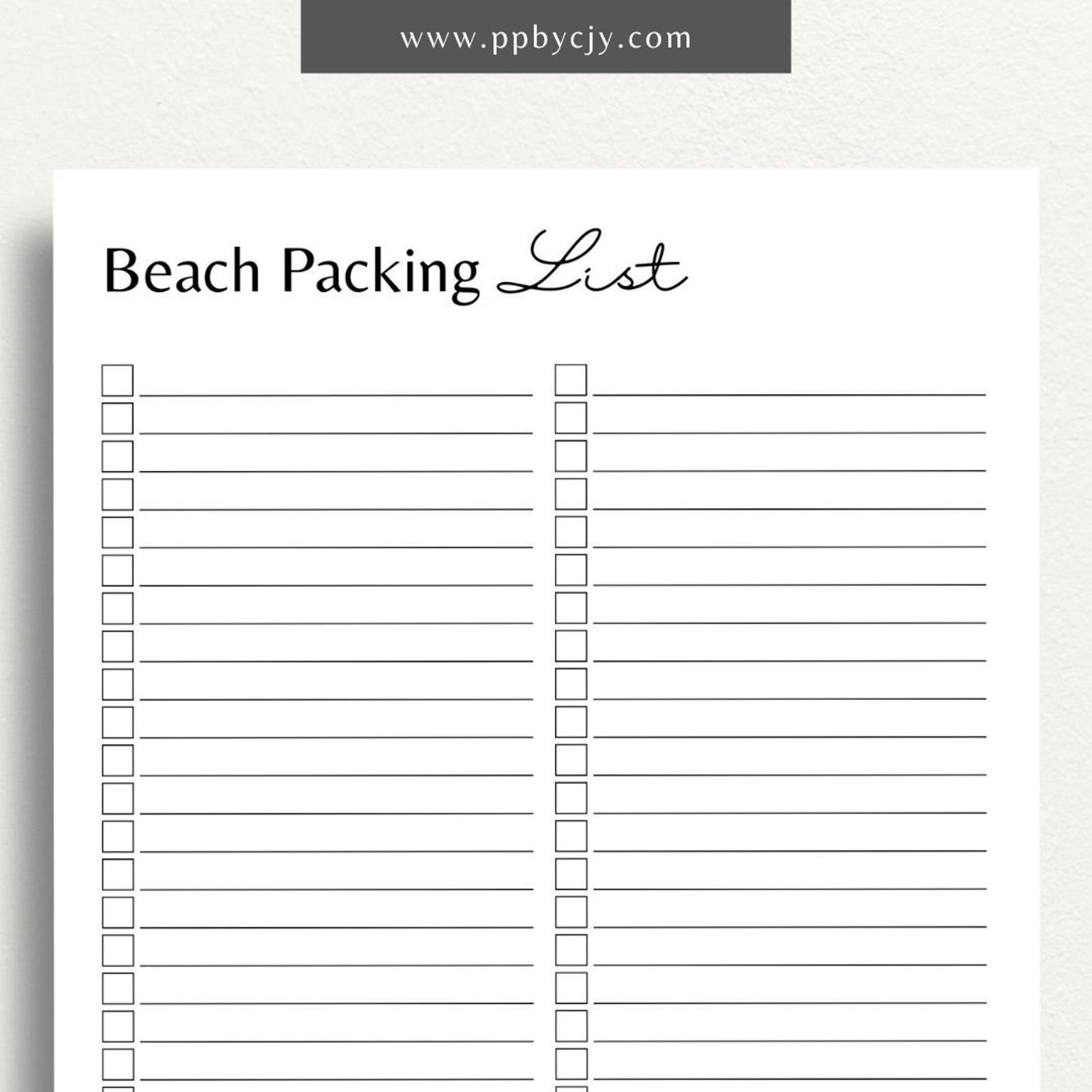 Beach Packing List Printable Template | Digital Download | Essential ...