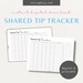 Shared Server Tip Tracker Restaurant Tip Distribution Sheet Cafe Bar ...