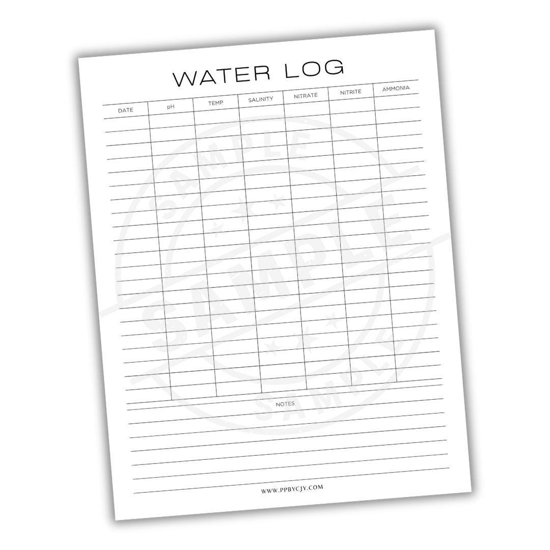 Aquarium Water Quality Maintenance Log | Salt Water Fish Tank Parameter ...