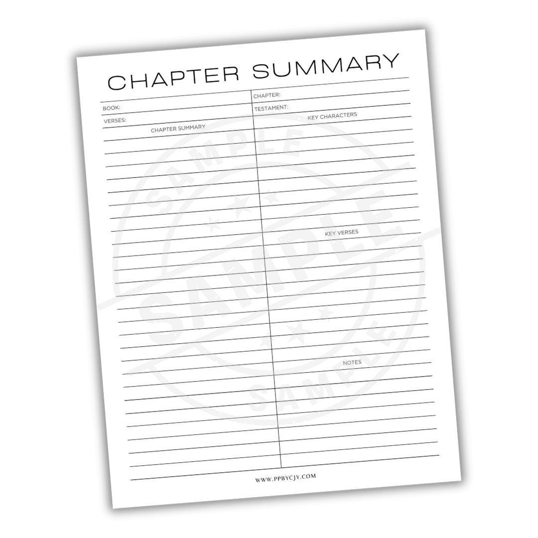 Bible Chapter Study Printable PDF | Scripture Summary & Notes Template ...
