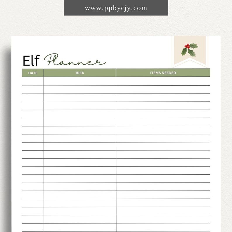 Christmas Elf Planner Printable | 25 Days of Elf Shelf Ideas | Instant ...