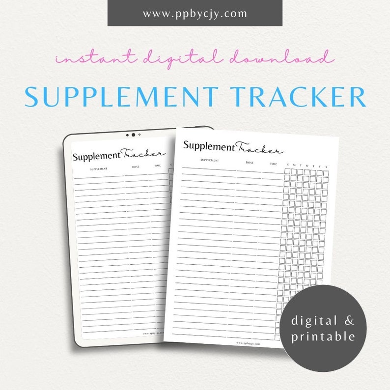 Supplement Intake Tracker | Daily Health Supplement Organizer | Herbal ...