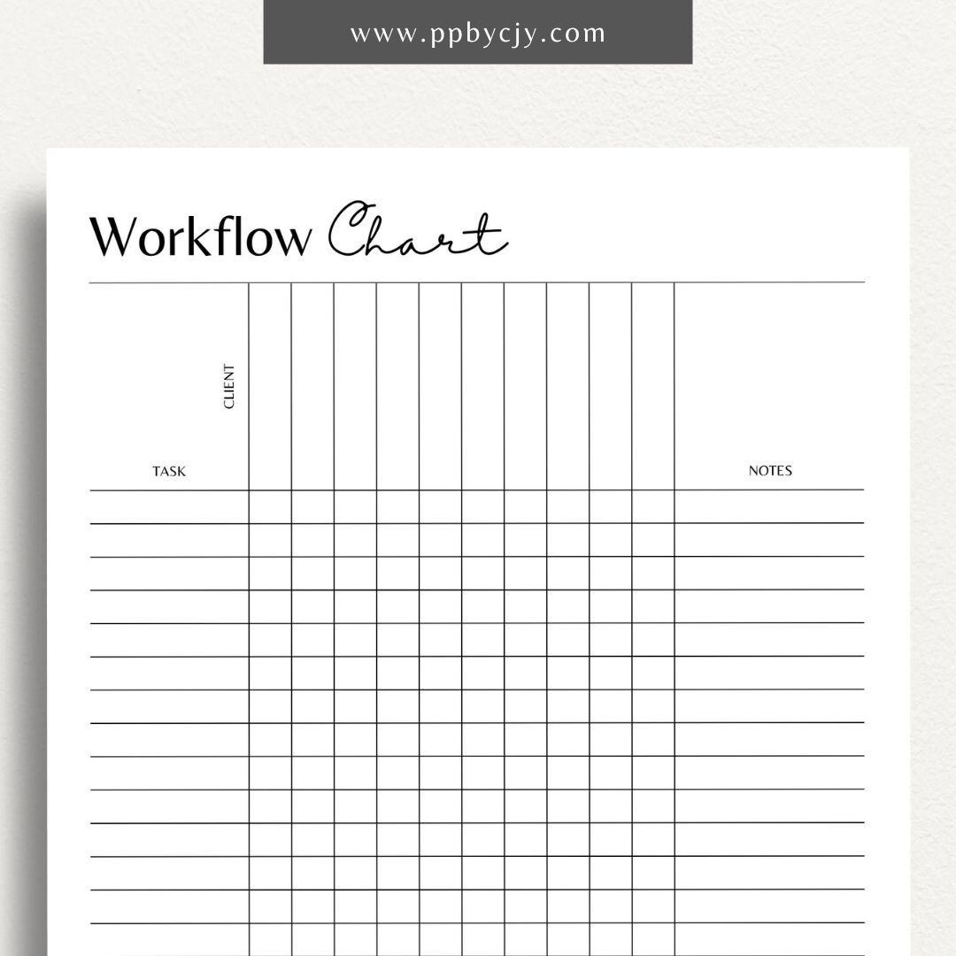 Workflow Chart Printable Template | Digital Download | Process Flow ...
