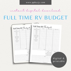 Full Time RV Budget Printable Template | Digital Download | RV Expense ...