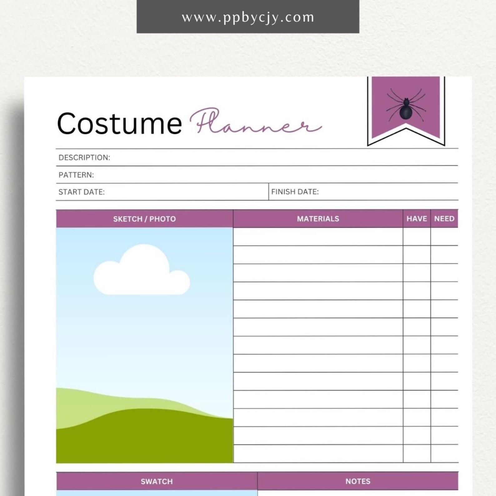 Halloween Costume Planner Printable Template | Digital Download ...