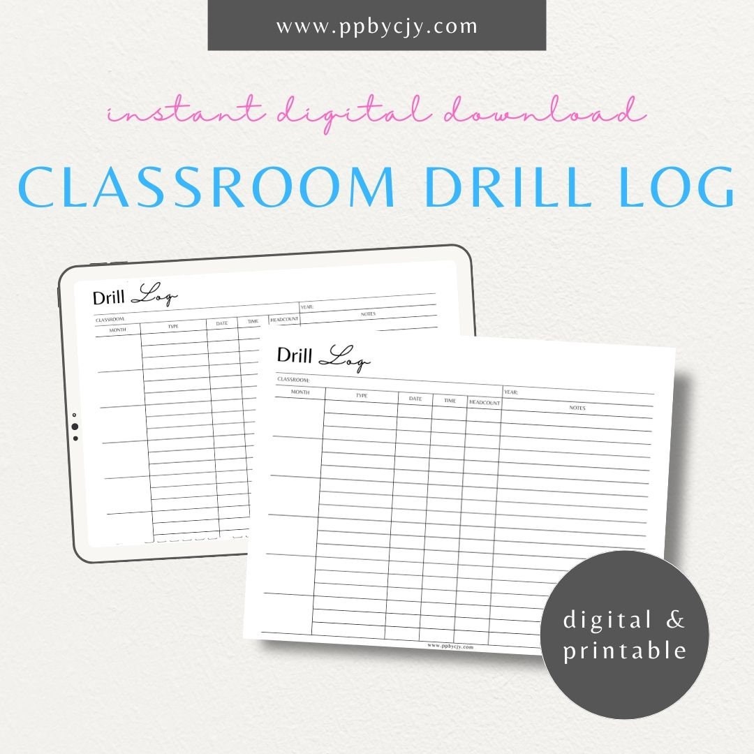 Classroom Drill Log Printable Template | Digital Download | Emergency Drill Tracker | School ...