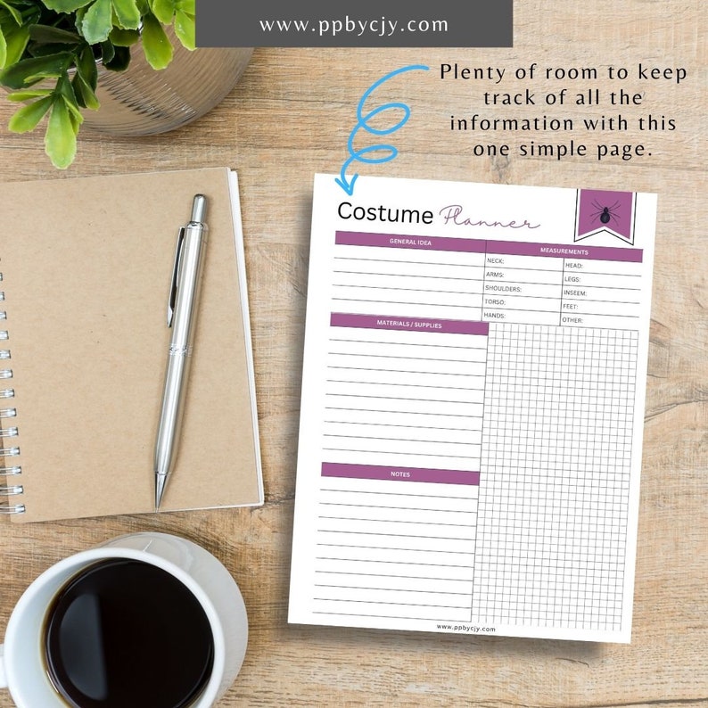 Halloween Costume Planner Printable Template | Digital Download ...