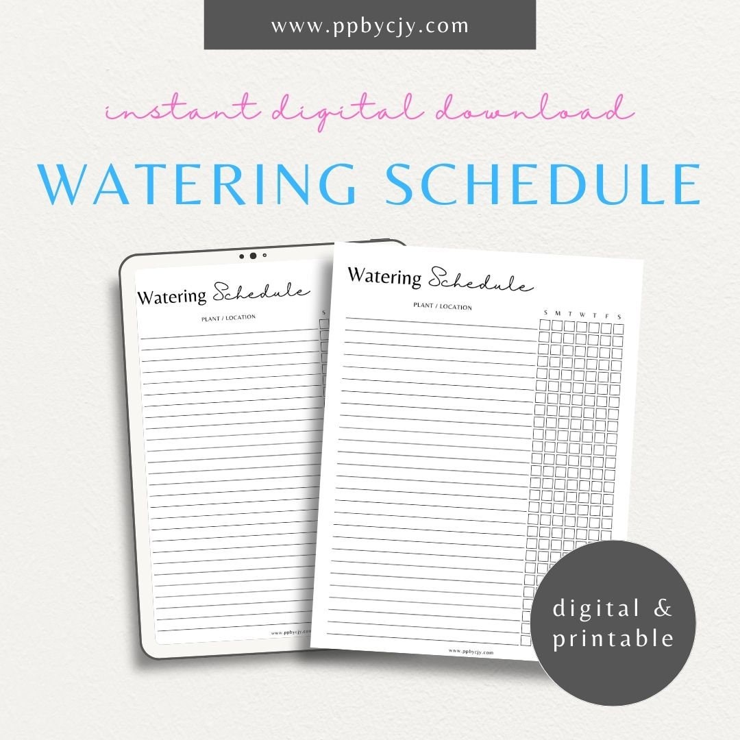 Plant Care Watering Schedule | Plant Maintenance Watering Chart ...