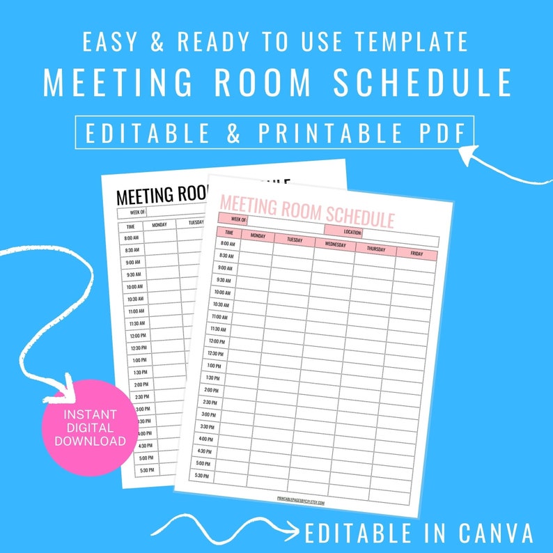 Meeting Room Schedule Conference Room Reservation Sign up - Etsy