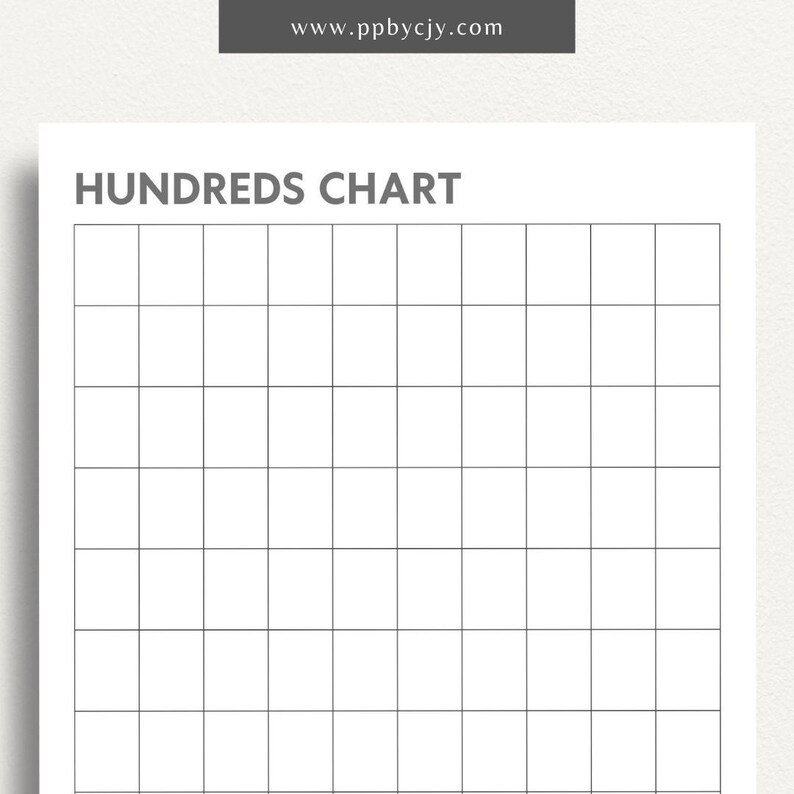 Hundreds Chart Printable Template | Digital Download | Math Learning ...