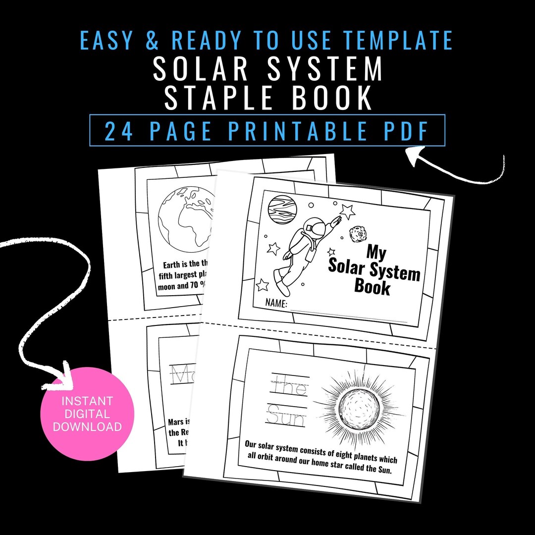 Solar System Planet Staple Book Learning Aid Printable Solar - Etsy