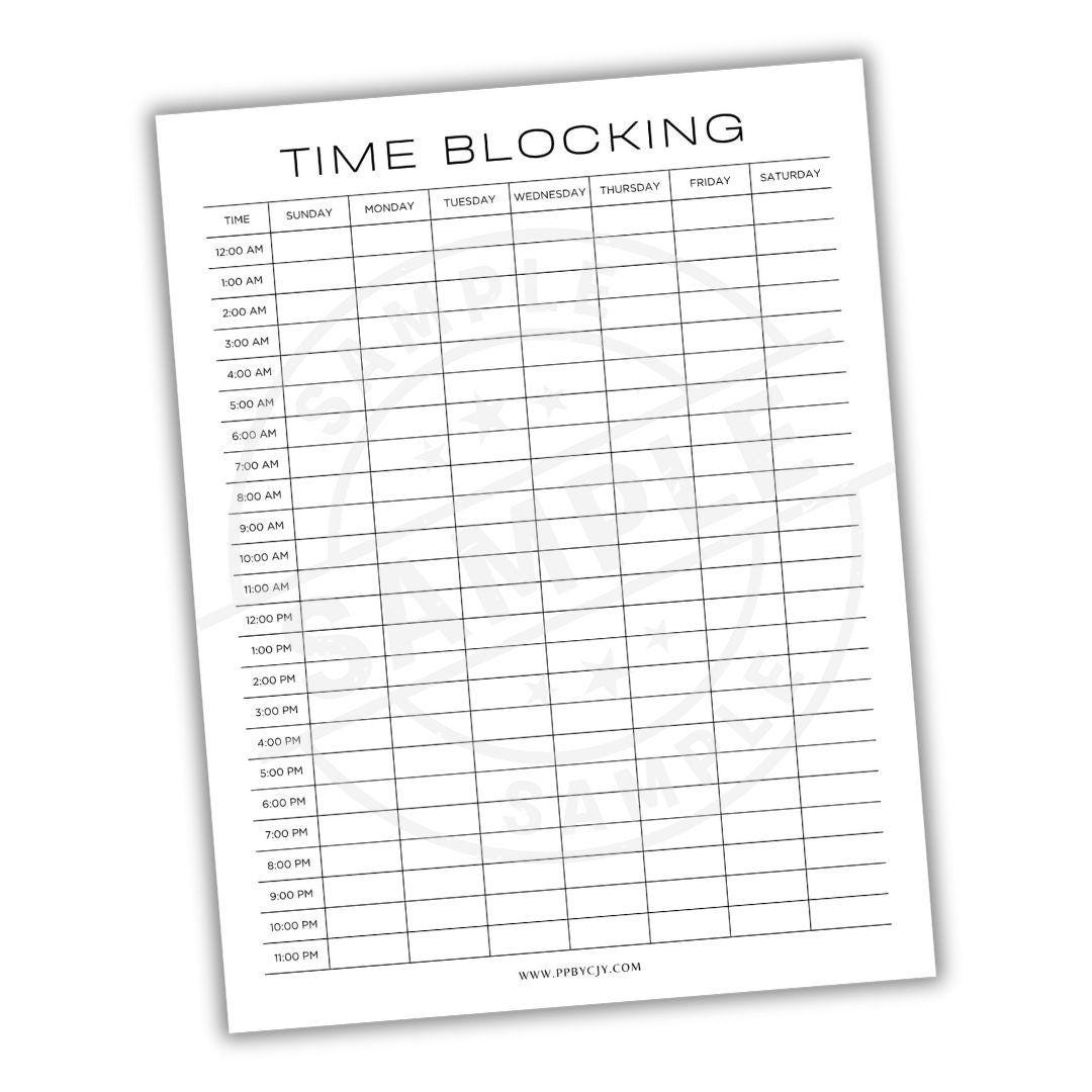 Time Blocking Daily Schedule | Hourly Task Productivity Management ...