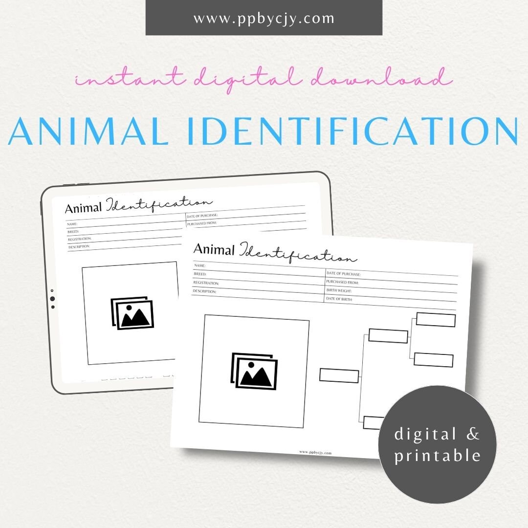Breeder Animal Identification Printable Pet Breed Information Sheet ...