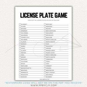 License Plate Game Printable Template | Fun Road Trip Activity | Car ...