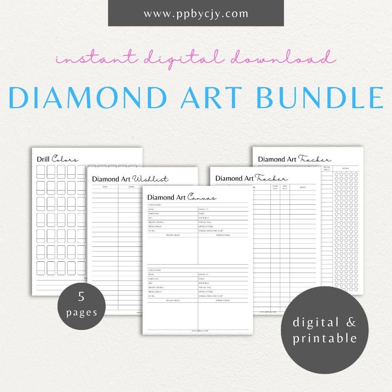 Diamond Painting Art Planner Bundle DIY Diamond Art Project Tracker ...