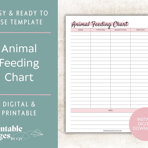 Pink Feed Chart - Etsy