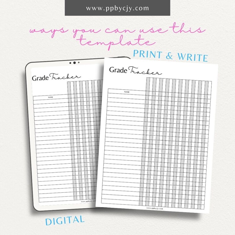 School Grade Tracker Academic Progress Student Grade Log Course ...