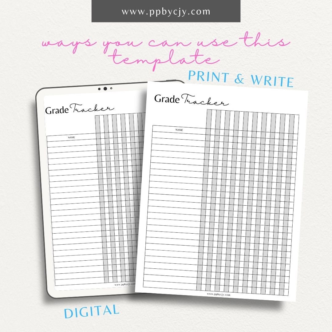 School Grade Tracker | Academic Progress Student Grade Log | Course ...
