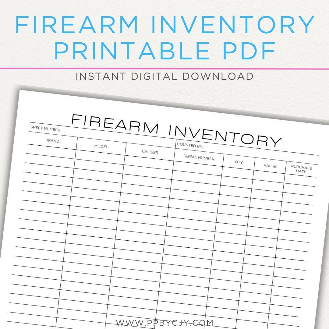 Firearm Inventory Printable Template | Gun Collection Log | Firearms ...