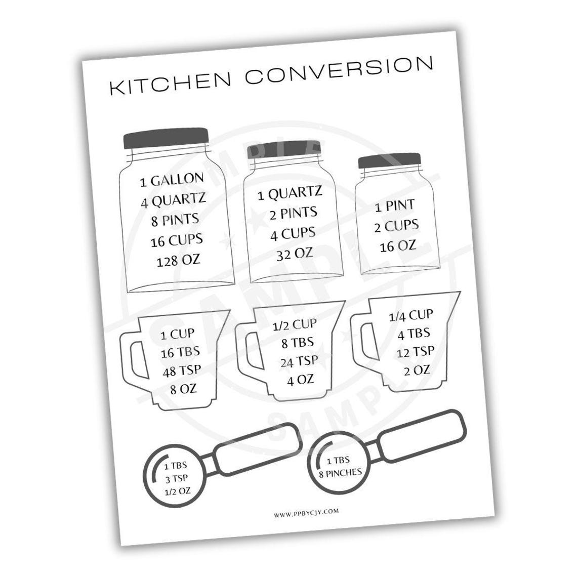 Kitchen Conversion Measurement Chart | Cooking Baking Measurement Guide ...