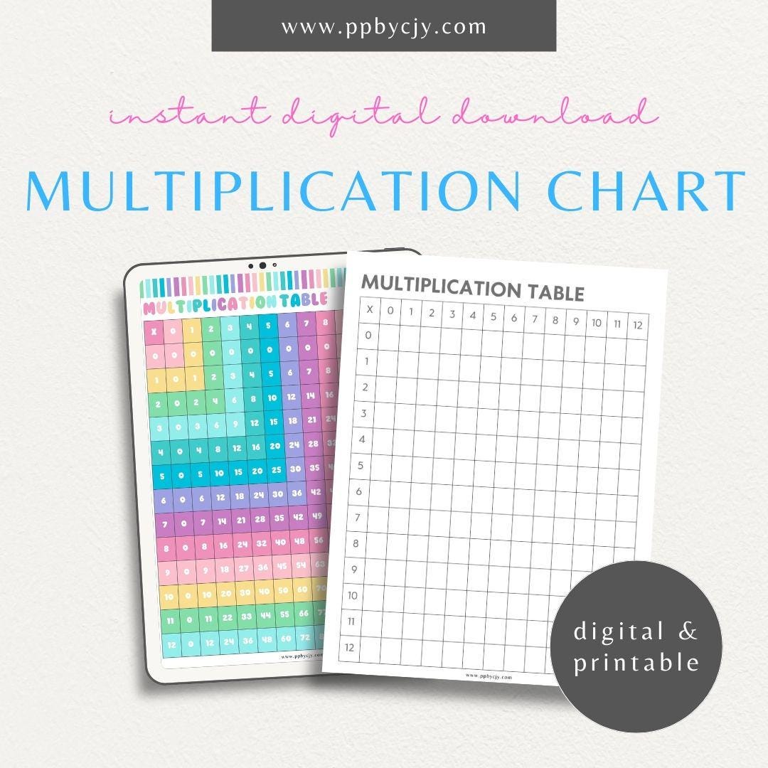 Multiplication Table Printable Template Digital Download Math Learning ...