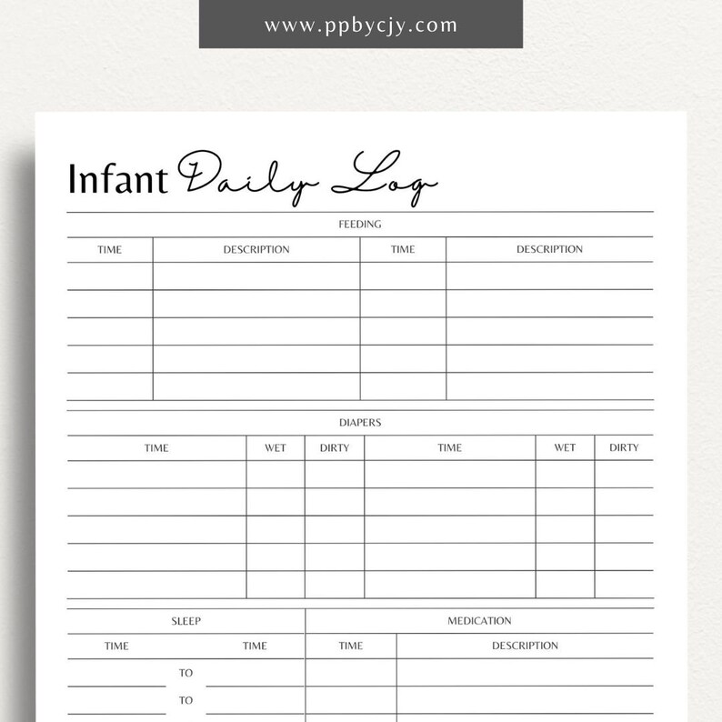 Infant Child Care Daily Log Newborn Baby Activity Journal Daily Diaper ...