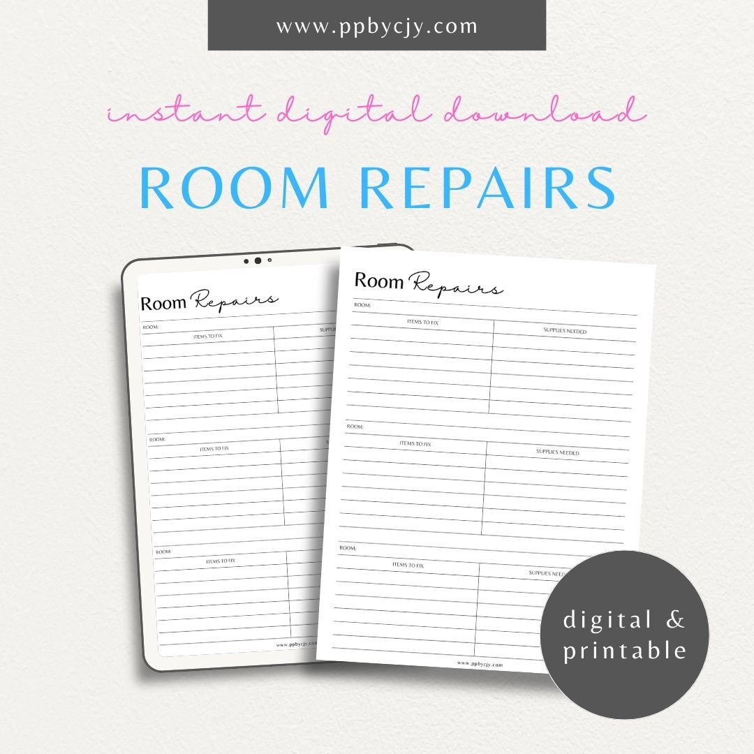 Room Home Repair Checklist | DIY Room Maintenance Fix-it List | House ...