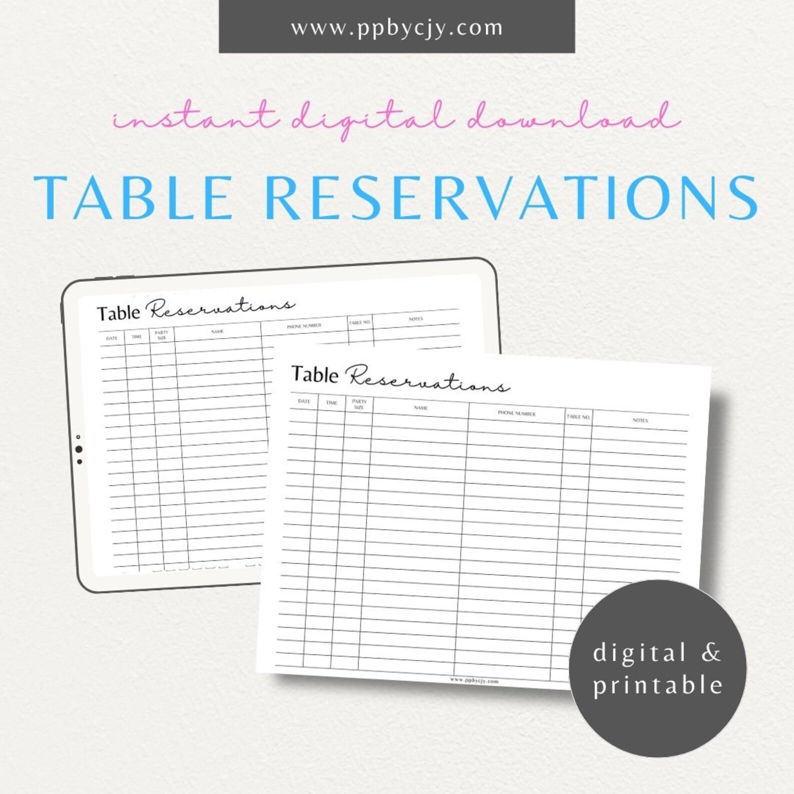 Restaurant Table Reservation Template | Dining Event Seating Planner ...