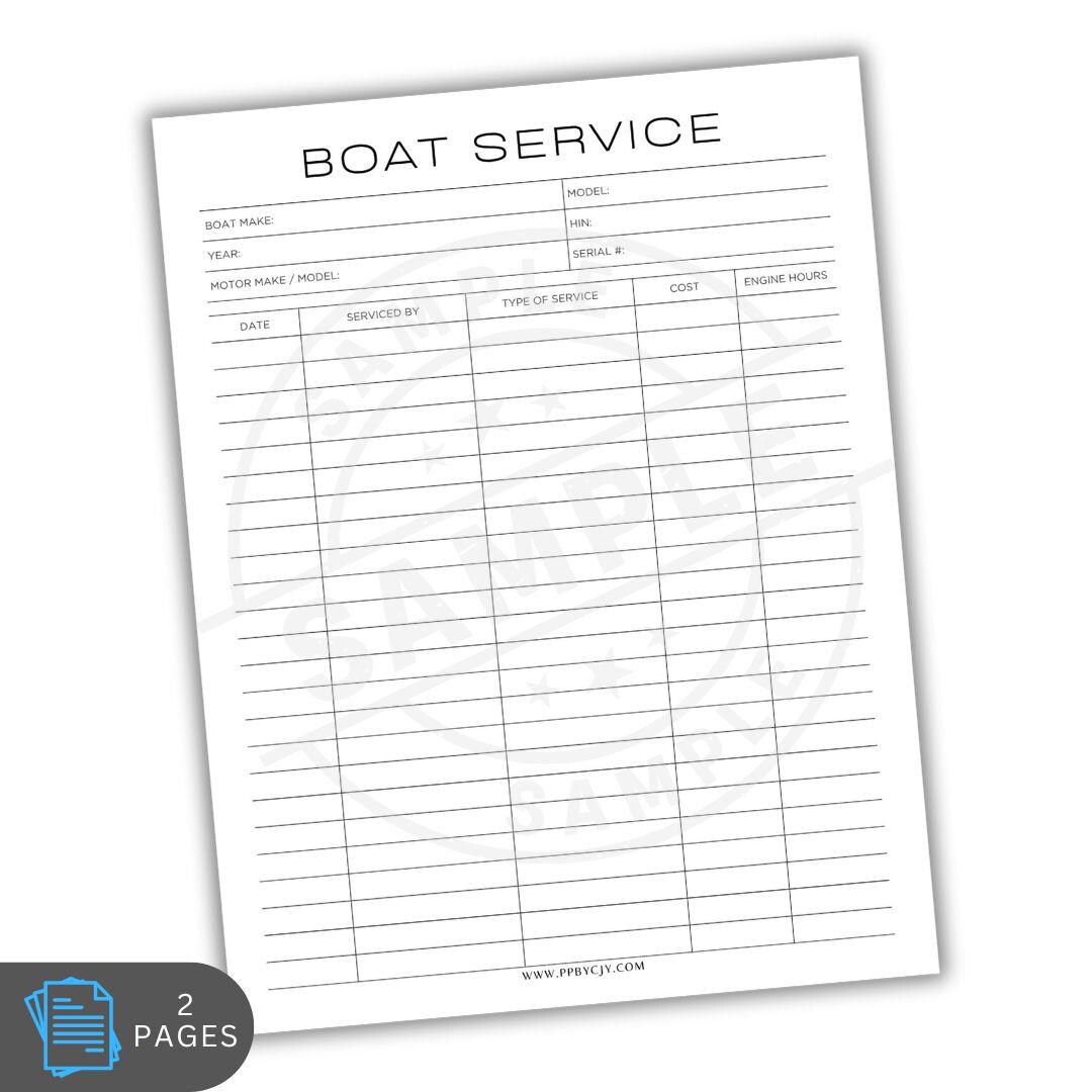 Boat Vessel Service Log | Marine Maintenance Repair Tracker | Yacht ...