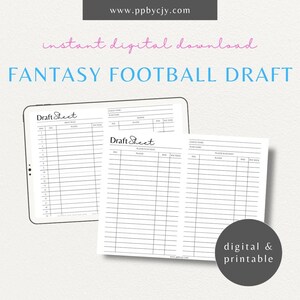 Fantasy Football Draft Sheet Bundle | Digital Download | Comprehensive ...