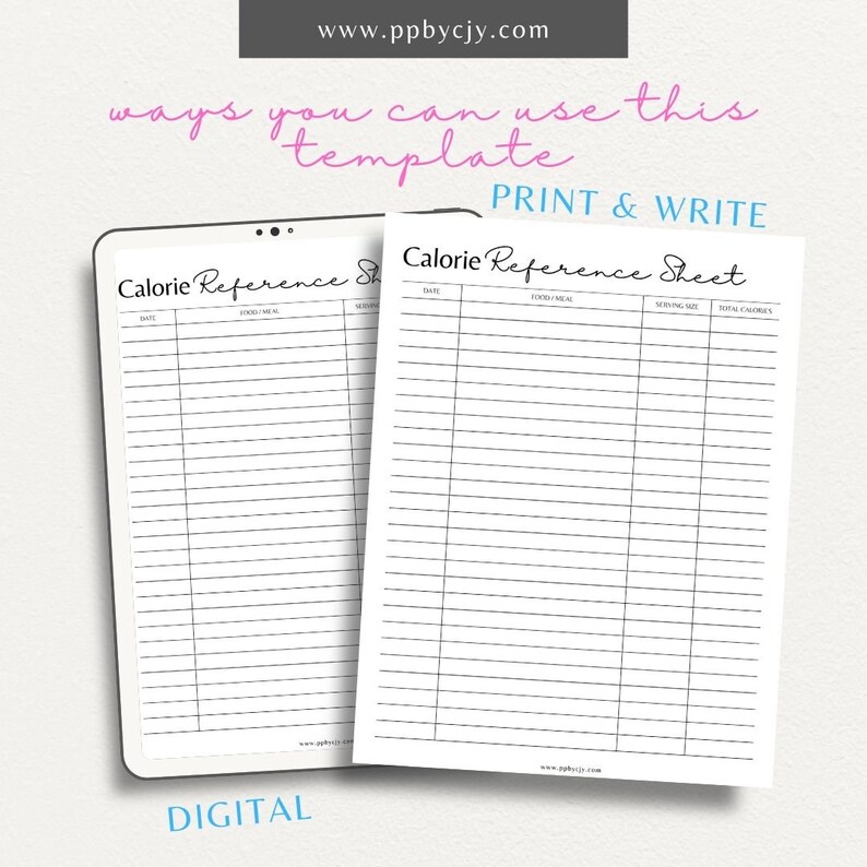 Calorie Counting Reference Sheet Weight Loss Nutrition Calorie List ...