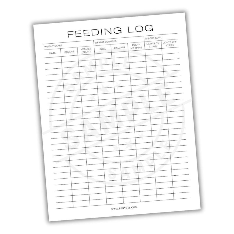 Bearded Dragon Feeding Schedule Printable | Pet Care Log | Instant ...