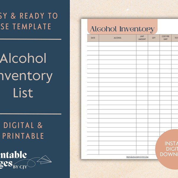 Liquor Inventory Sheet - Etsy