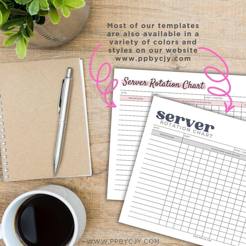 Restaurant Server Rotation Chart | Table Dining Room Waitstaff ...