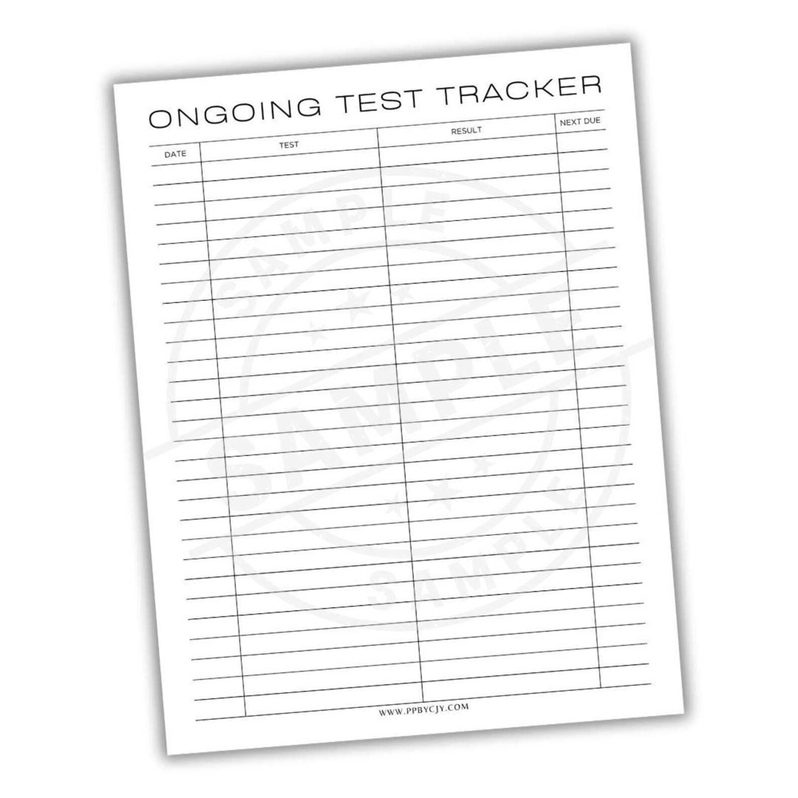 Ongoing Test Tracker Printable | Lab & Medical Test Log | Academic and ...