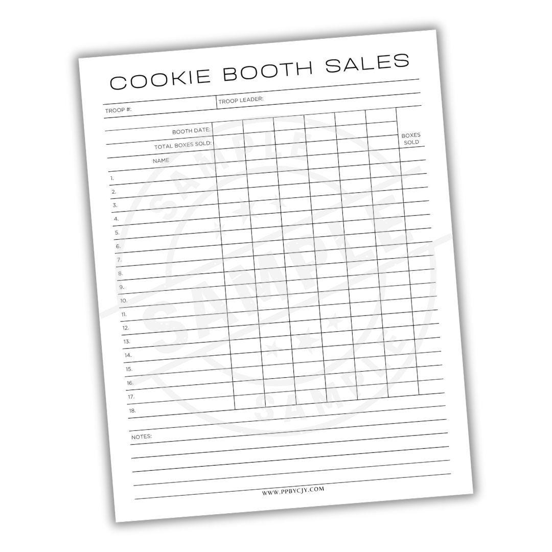 Girl Scout Cookie Booth Sales Tracker | Printable PDF for Troop Leaders ...