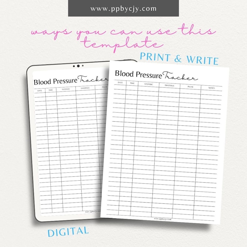 Blood Pressure Tracker Hypertension Log BP Daily Tracker High Blood ...