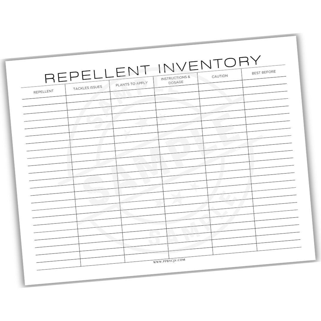 Repellent Inventory Printable PDF | Track Pest Control Products ...