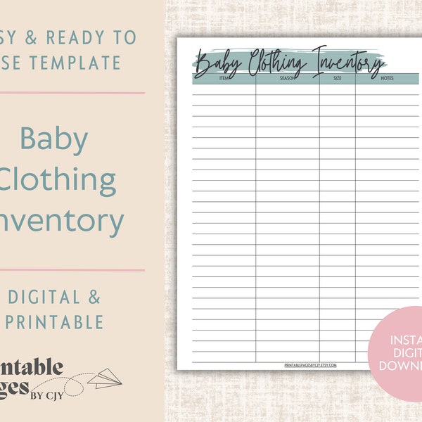 Baby Clothes Inventory - Etsy