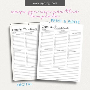Craft Fair Checklist Printable Template Digital Download Event ...